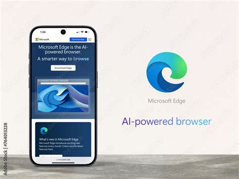Microsoft Edge Website Is Displayed On A Modern Smartphone Microsoft Edge Logo And Ai