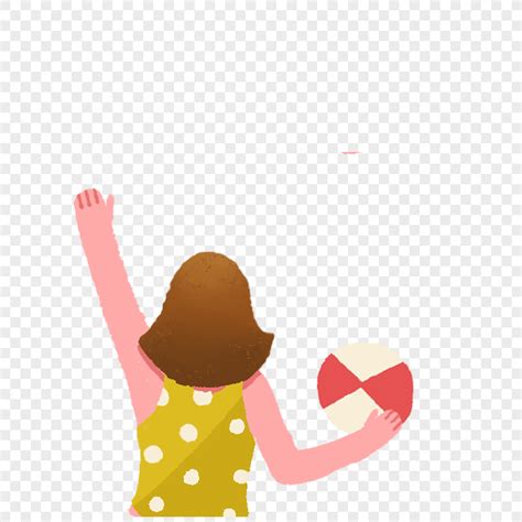소녀 공 놀이 Png 일러스트 무료 다운로드 Lovepik