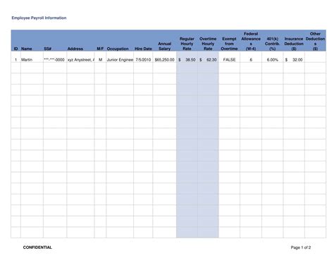 Free Pritntable Payroll Ledger Templates Excel Pdf Sample