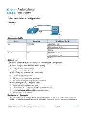DE Lab Basic Switch Configuration Docx Lab Basic Switch Configuration Topology