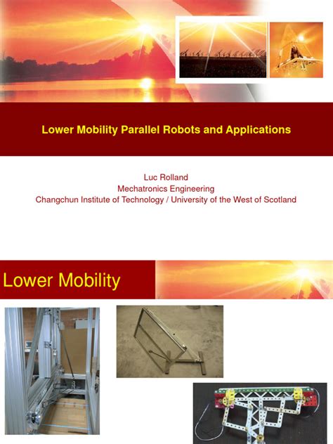 Pres Cit Uws Lower Mobility Parallel Robots And Applications Pdf Automation Applied And