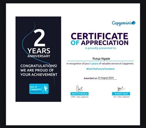 Rutuja Nigade On Linkedin Celebrating 2 Years With Capgemini An Incredible Journey Of Innovation