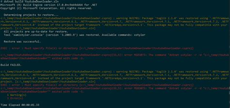 cannot build · issue 251 · tyrrrz youtubedownloader · github