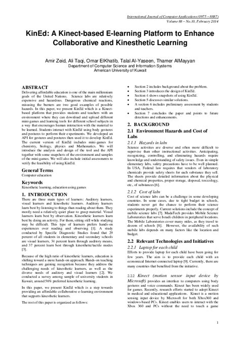 Pdf Kined A Kinect Based E Learning Platform To Enhance Collaborative And Kinesthetic Learning