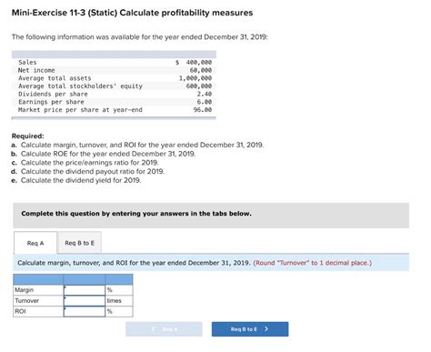 solved mini exercise 11 3 static calculate profitability
