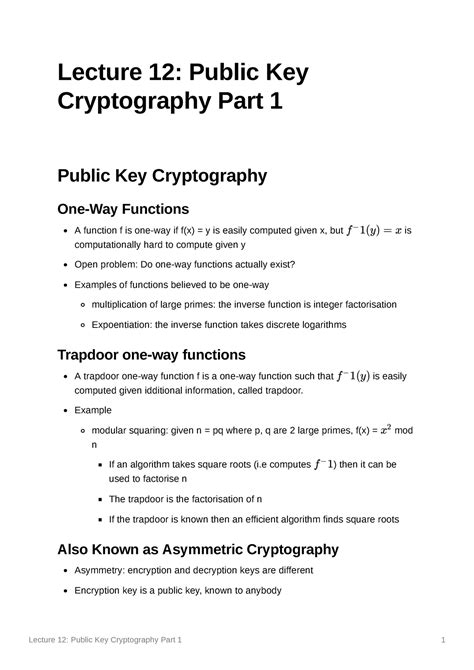 Lecture 12 Public Key Cryptography Part 1 Example Modular Squaring