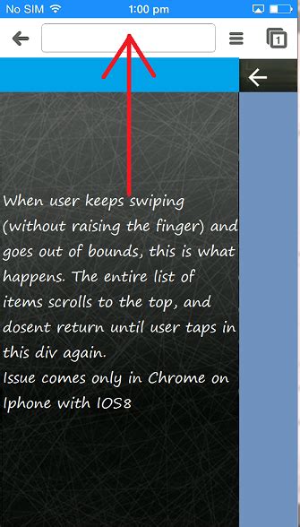 Ios Content Bounce Back Issue While Scrolling A Div Upwards Using Iscroll Js On Chrome On