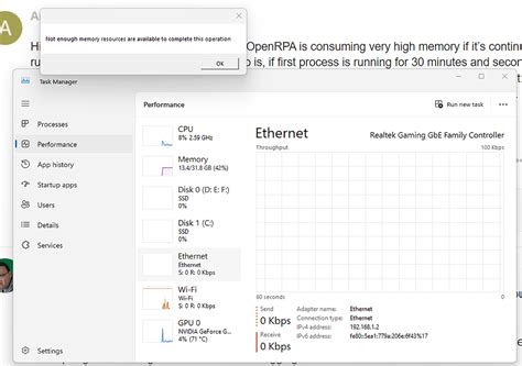 Not Enough Memory Resources Are Available To Complete This Operation Openrpa Openiap