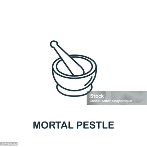 스파 테라피 컬렉션의 Martar And Pestle 아이콘 템플릿 웹 디자인 및 인포 그래픽을위한 간단한 라인 요소 Martar And Pestle 기호 0명에 대한 스톡