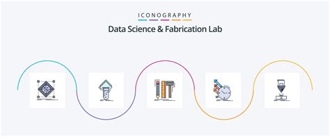 Data Science And Fabrication Lab Line Filled Flat 5 Icon Pack Including Of Detection Test