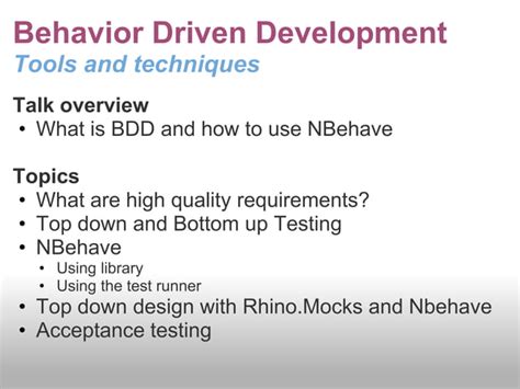 Behaviour Driven Development V 01 Ppt