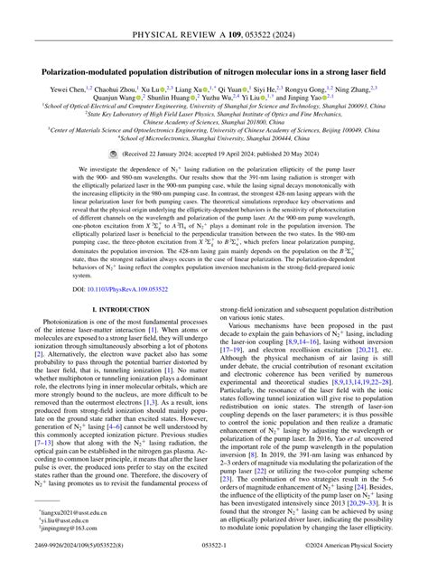 Pdf Polarization Modulated Population Distribution Of Nitrogen