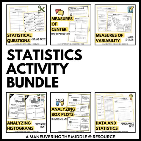 Statistics Activity Bundle 6th Grade Maneuvering The Middle