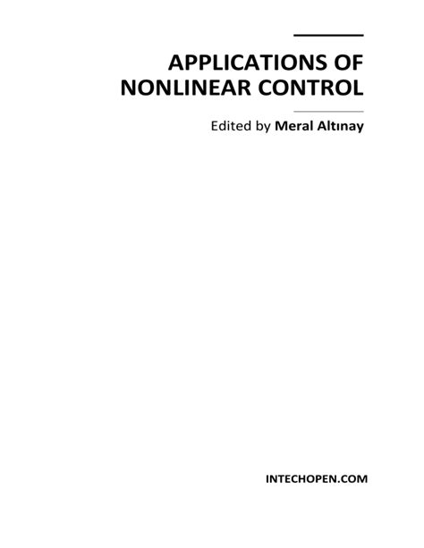 Applications Of Nonlinear Control