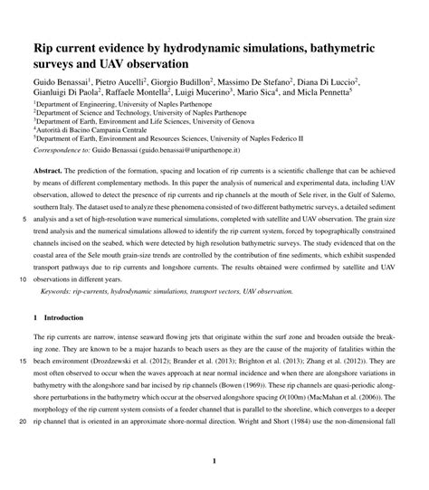 Pdf Rip Current Evidence By Hydrodynamic Simulations Bathymetric
