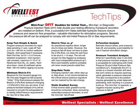 Techtips Mini Frac Dfit Mini Frac Or Diagnostic Fracture Injection Tests Dfit Pdf