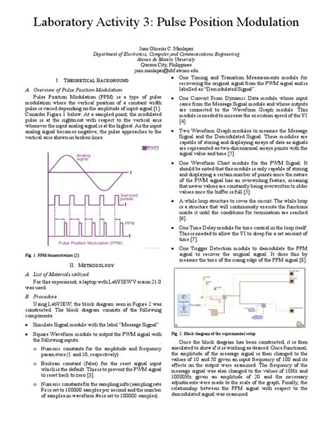 Laboratory Activity 3 Analysis Of Pulse Position Modulation Using