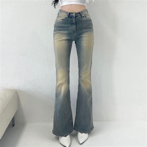 모델강추핏보장 틴포인트 옐로우 워싱 브러쉬 연청 부츠컷 데님 팬츠