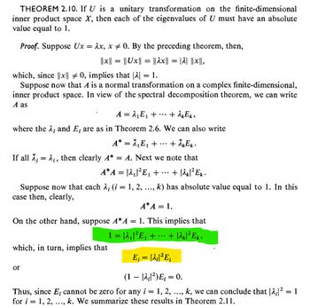 Answered THEOREM If U Is A Unitary Transformation On The Finite Dimensional Inner Product