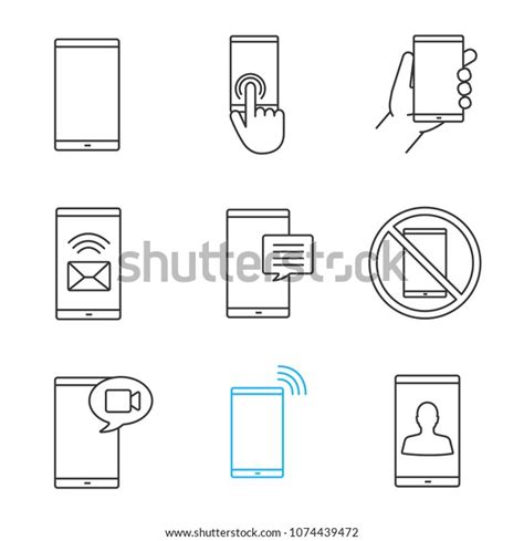 Phone Communication Linear Icons Set Smartphone Stock Vector Royalty Free 1074439472