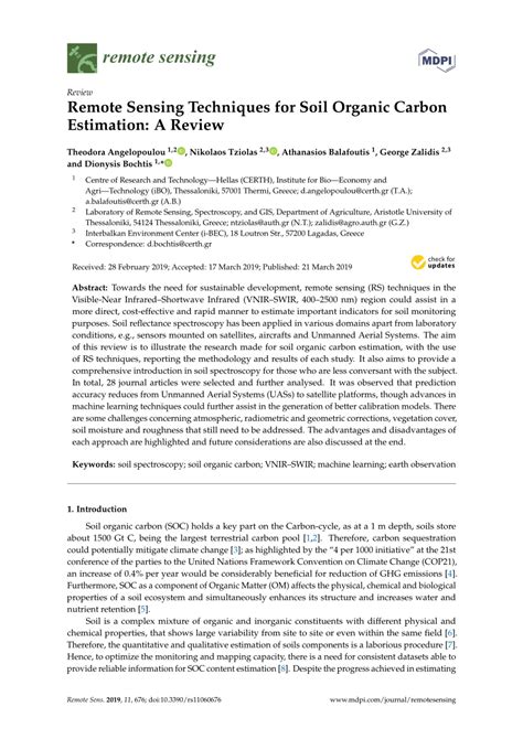 PDF Remote Sensing Techniques For Soil Organic Carbon Estimation A Review
