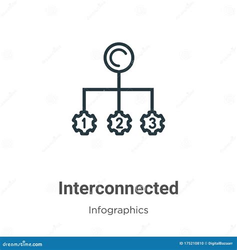Interconnected Outline Vector Icon Thin Line Black Interconnected Icon Flat Vector Simple