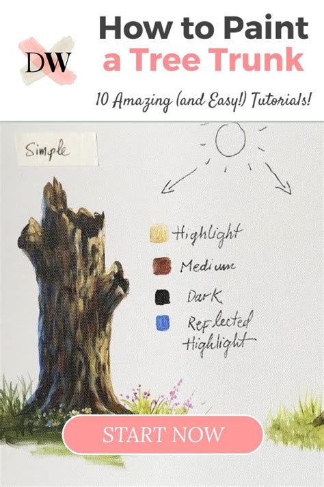 Amazing And Easy Step By Step Tutorials Ideas On How To Paint A Tree Trunk Acrylics On