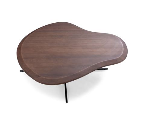 Pante Coffee Table In Walnut Wood Finish And Black Legs Set Of 4 For