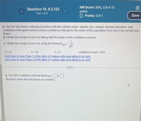 solved a use the one mean t interval procedure with the