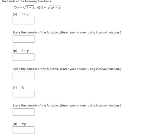 Solved Find Each Of The Following Functions F X 5 − X