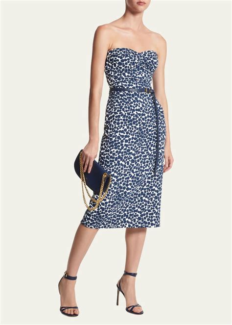 Michael Kors Collection Modern Cheetah Strapless Midi Dress Bergdorf