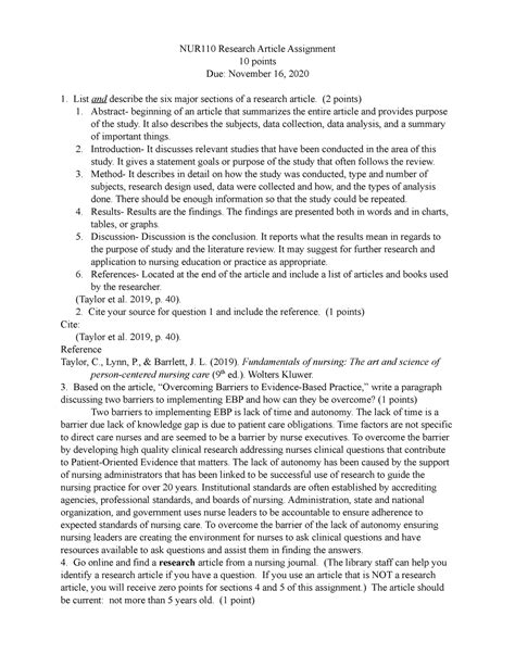 Research Article Assignment 2 Points Abstract Beginning Of An Article That Summarizes The