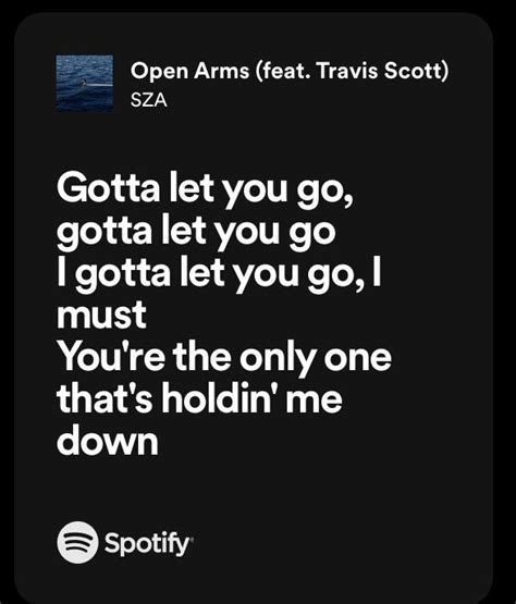 Open Arms Feat Travis Scott Sos By Sza Spotify Lyrics