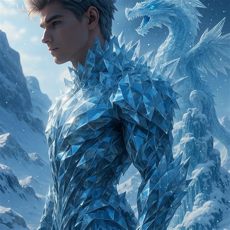 Majestic Ice Dragon And Icy Humanoid A Stunning Winter Fantasy