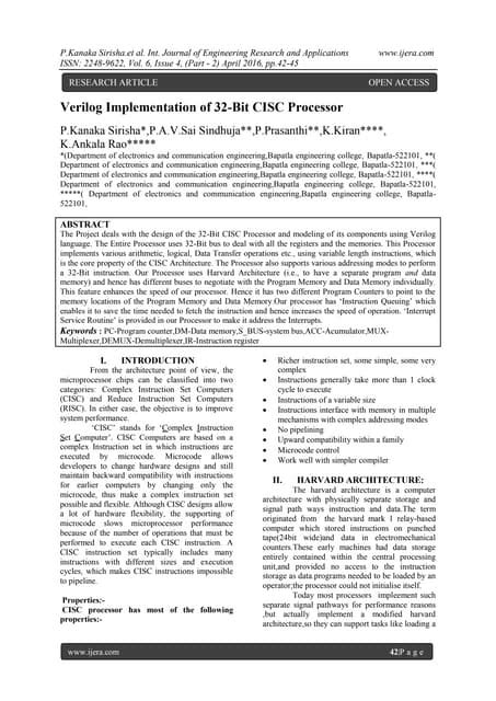 Verilog Implementation Of 32 Bit Cisc Processor Pdf Data Storage And Warehousing Computing