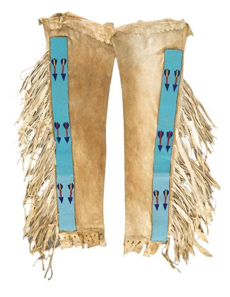 Native American Style Beaded Tan Leather Fringe Chaps Leggings Ncp480