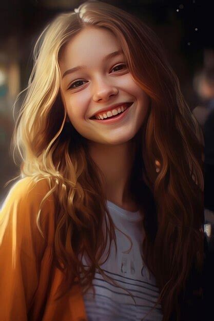 Premium Photo Photorealistic Visually Appealing Smiling Teenage Girl