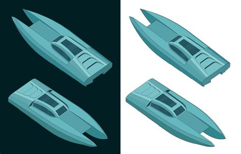 High Speed Catamaran Color Isometric Drawings 45683557 Vector Art At