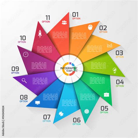 Windmill Style Circle Infographic Template For Graphs Charts Diagrams Business Education And