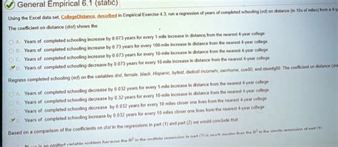 general empirical 6 1 static using the excel data set