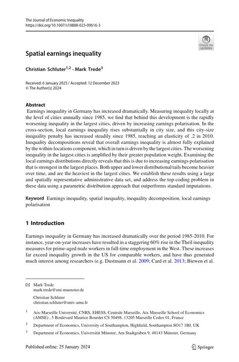 Pdf Spatial Earnings Inequality