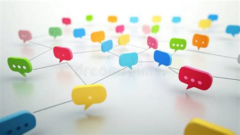 Colorful Speech Bubbles Connected By Lines Digital Communication Stock