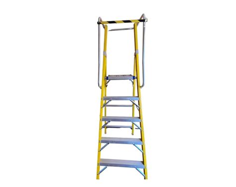 Escalera De Plataforma Plegable De Fibra De Vidrio Con Baranda Segura Hgvcl