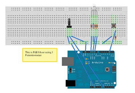 Legwinskijs Gadgets Arduino Rgb Mixer With Single Potentiometer