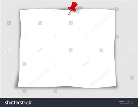 Note Paper Red Push Pin Isolated Stock Vector Royalty Free