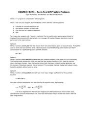 Midterm Practice Problems ENGTECH CP Term Test Practice Problem Topic Functions And