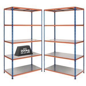 2x Storalex Sx200 Steel Shelving 1830mm High 200kg Tufferman