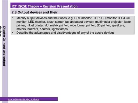Ictigcsetheoryrevisionpresentation2 3 Output Devices And Their Uses Without Answers1pdf