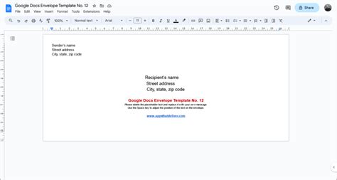 Google Docs Envelope Template All Sizes