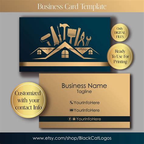 Editable Business Card Handyman Services Home Improvements Repairs